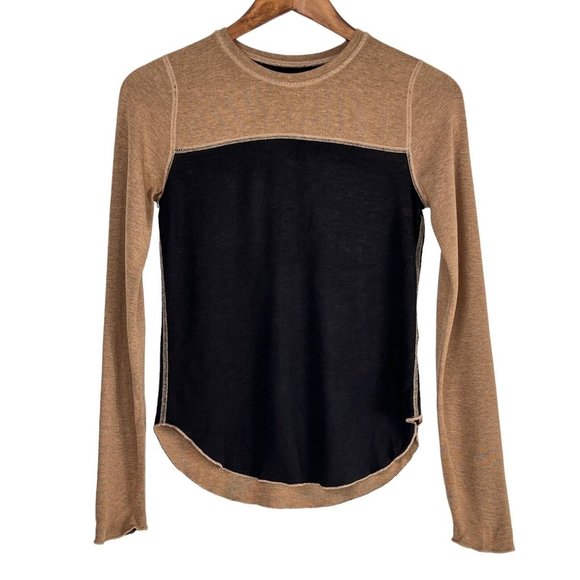 Three Dots | Tops | Three Dots Reversible Beige Black Colorblock Long ...